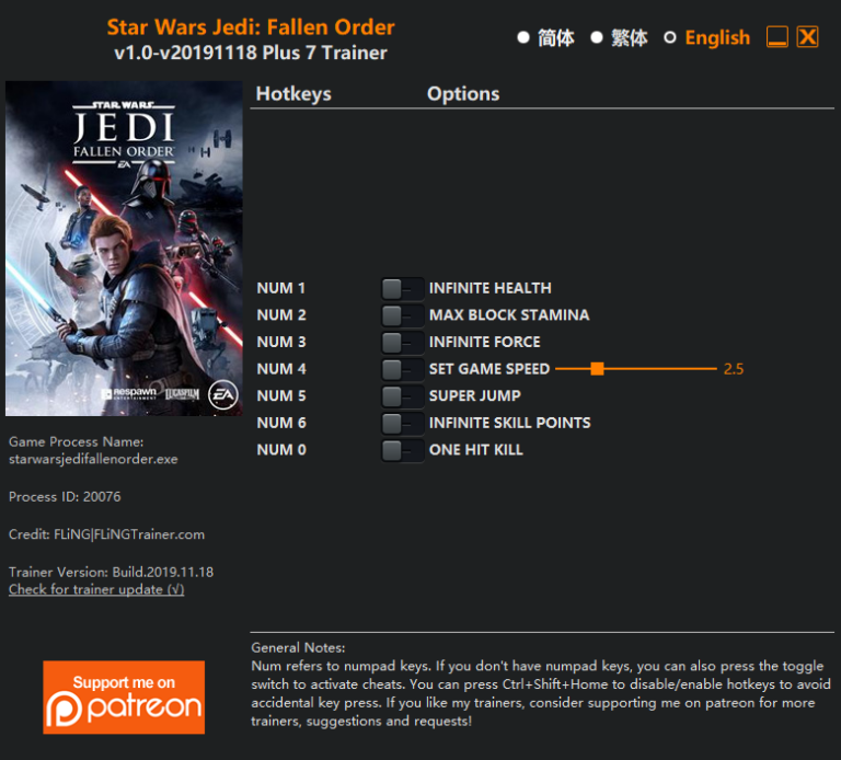 Star Wars Jedi Fallen Order Trainer & Cheats for PC | GameTrainers